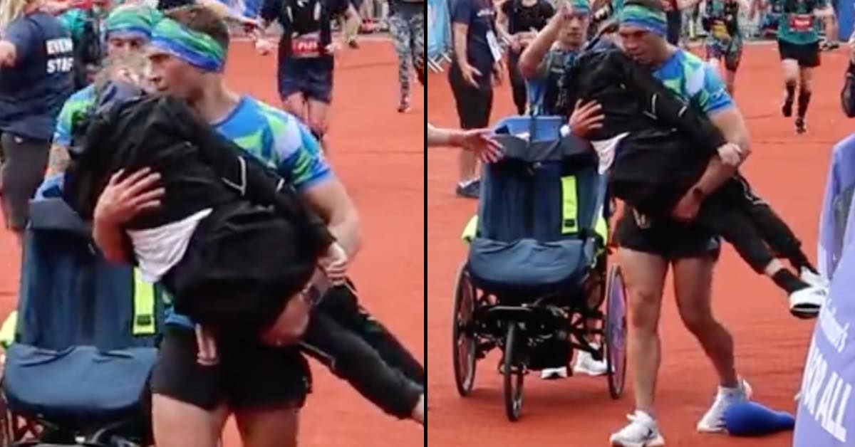 Emotional Moment Kevin Sinfield Carries Former Teammate Burrows Over ...